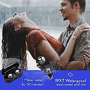 KNZ MUVE True Wireless Stereo Earbuds, Bluetooth 5.0, IPX7 Waterproof, Wireless Charging case, Built-in mic, 60-Foot Wireless Range (Gunmetal)