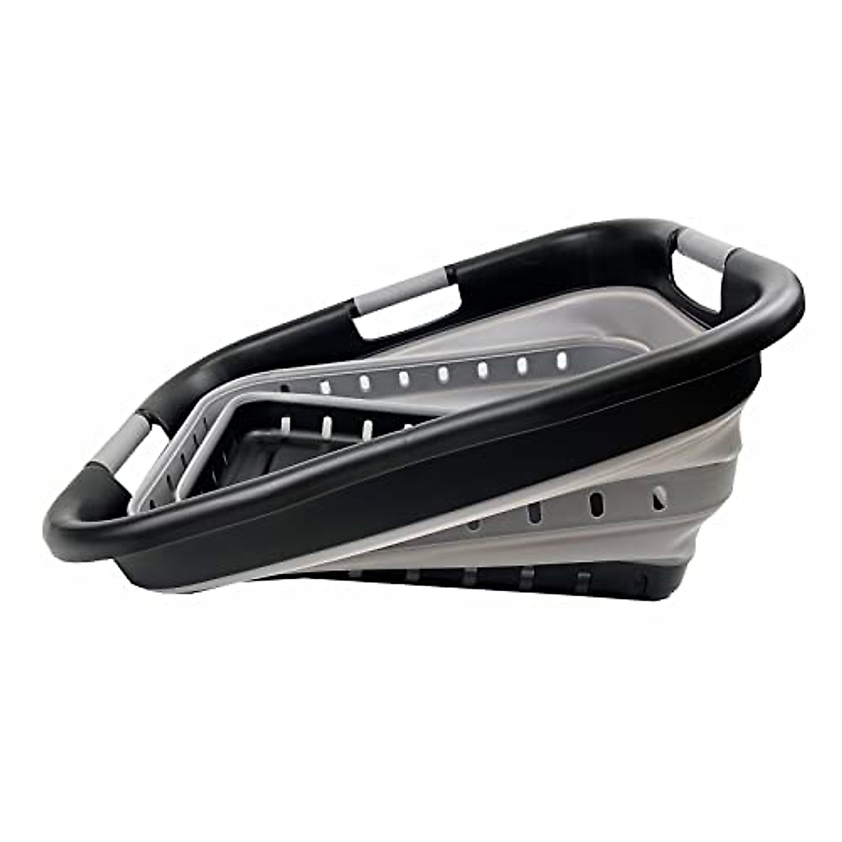 SAMMART 41L (10.8 gallon) Set of 2 Collapsible 3 Handled Plastic Laundry Basket-Foldable Pop Up Storage Container/Organizer-Space Saving Hamper/Basket (Alloy Grey + Crystal Blue)