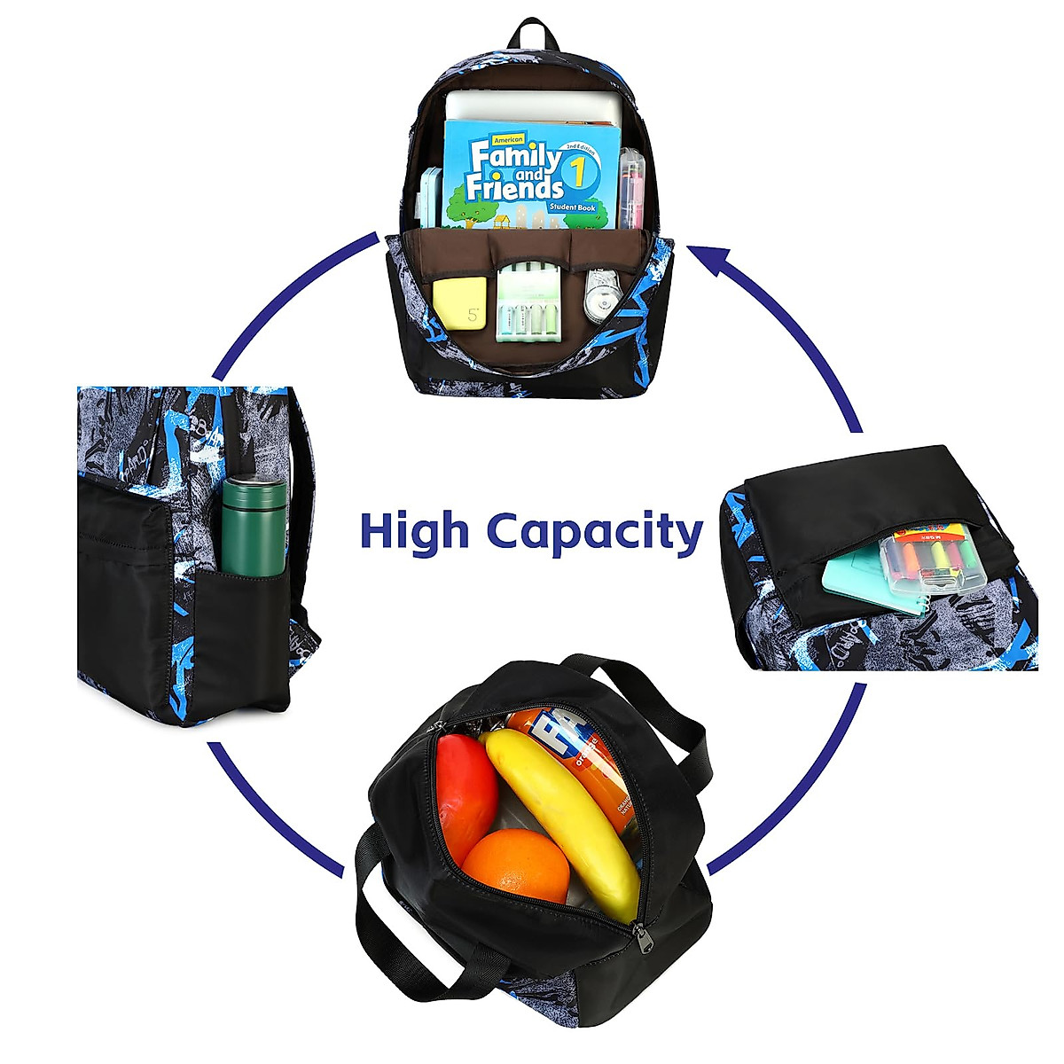 Sunborls Backpack for Teen Girls Lightweight High-capacity Middle Student Bookbag Women Backpack With Lunch bag Pencil Bags Student Bookbags 3Pcs(cow pattern)