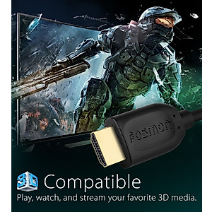 Fosmon 4K HDMI Cable 10FT/3M, HDMI 2.0 Cable 4K@60Hz/2160p Support 18Gbps, HDCP, 3D, ARC, Dolby TrueHD, 30AWG Compatible with UHD TV, PC Monitor, Console, PS4, PS5, Xbox 360/One/X/S, Nintendo Switch