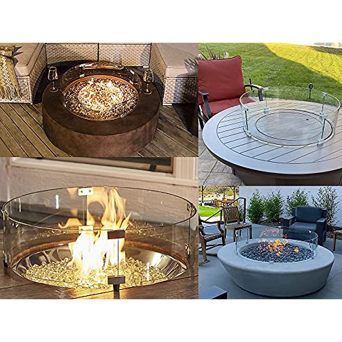 Fire Pit Wind Guard Round, Fire Pit Round Glass Wind Guard, Fire Table Wind Guard Round, Fire Pit Shield Round 23" x 6", by GFGRGD