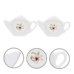 Healeved 2pcs Tea Bag Saucer China Tea Set Condiment Tray Platter Tray Ceramic Teabag Tray Tea Sachet Holder Porcelain Spoon Rest Tea Bag Holders Tea Coasters Trays Small Teabag Coasters