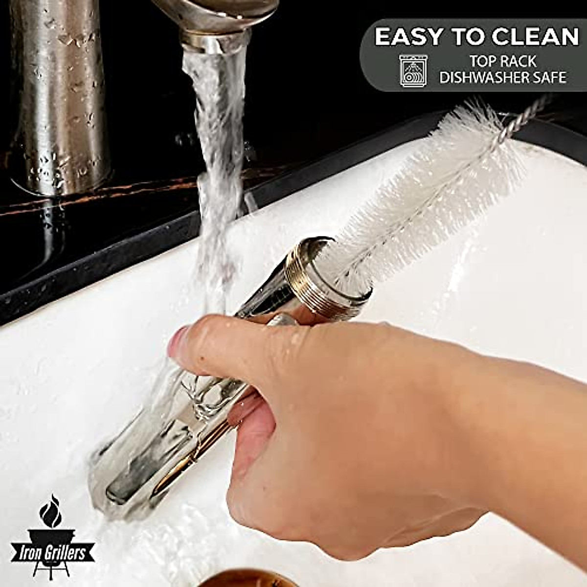 Iron Grillers Meat Injector Gun for Smoking & Grilling, Large 2 Oz Glass Syringe for Cooking BBQ, Brisket, Turkey & More - Inject Marinade or Seasoning for Tender Flavor! - Automatic Professional Kit