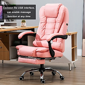 Pink Gaming Chair, Cute Computer Office Chair with footrest Ergonomic Gaming Chair Pink Kawaii Adjustable Swivel Racing Executive Massage Chair with High Backrest Lumbar Support Retractable Footrest
