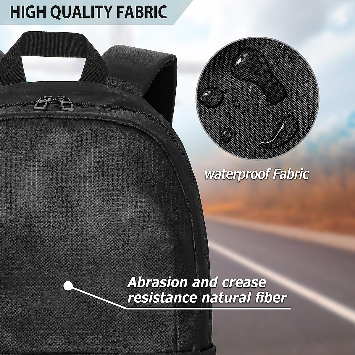 BLUEFATTY Casual Daypack Backpacks For Women Men Waterproof Travel Backpack Carry on Backpack Lightweight Breathable for Hiking-Black