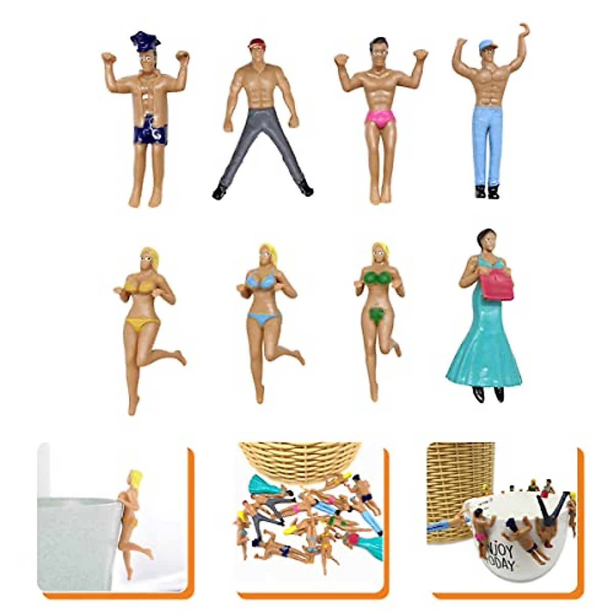 jojofuny Tiny Figurines People Wine Charms 8pcs Cocktail Wine Glass Charms Drink Glass Markers Wine Glass Markers Funny Glass Drink Markers Wine Glass Markers Charms