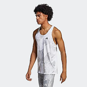 adidas Men's Adizero Singlet, White/Dash Grey/Grey, X-Small