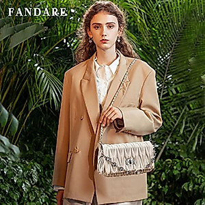FANDARE Fashion Women Underarm Bag Handbag Top Handle Bag Shoulder Bag Satchel Bag Waterproof Messenger Bag PU Leather Crossbody Bag for Work Travel Office Party Shopping White