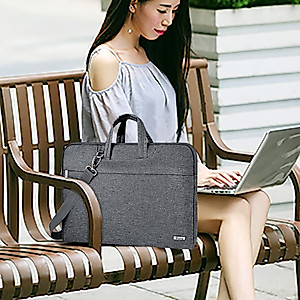 Voova Laptop Bag 17 17.3 inch Water-resistant Laptop Sleeve Case with Shoulder Straps & Handle/Notebook Computer Case Briefcase Compatible with MacBook/Acer/Asus/Hp, Grey