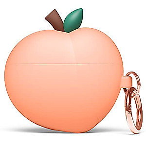elago Peach Case Compatible with AirPods 3 Case Cover, Cute 3D Design Case Compatible with AirPods 3rd Generation Case 2021, Protective Silicone Case with Keychain, Wireless Charging, Girly Anime Case
