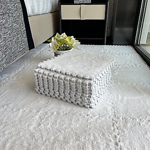 12x12x0.4in Thickened Plush Foam Interlocking Floor Mat,Square Easy to Clean Carpet Tiles, Interlocking Foam Soft Anti-Slip Puzzle Play Area Rug for Room Floor(Size:10pcs,Color:White)