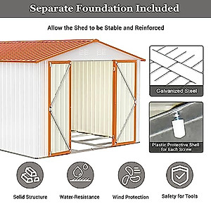 10 x 8 Ft Storage Shed,Outdoor Storage Shed Metal Shed with Floor Frame,Outdoor Shed for Yard Patio Lawn,Perfect to Store Pool Furniture,Bike,Garbage Can