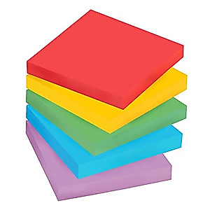 Post-it Super Sticky Notes, 3x3 in, 5 Pads, 2x the Sticking Power, Playful Primaries, Primary Colors (Red, Yellow, Green, Blue, Purple), Recyclable(654-6SSAN)