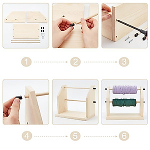 AHANDMAKER Double Revolving Yarn Holder, Handmade Wood Yarn Dispenser Horizontal Yarn Spindle Feeder or Dispenser Yarn Holder Dispenser for Crochet, Craft Supplies for Crochet and Knitting