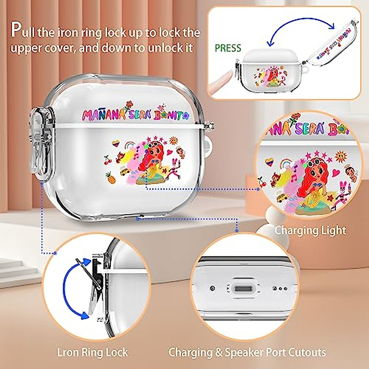 AOLDHYY ana Sera Bonito Case for Airpods Pro 2/ Pro Case with Lock Garden Sculpture Outdoor Decoration