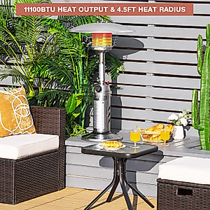 Giantex Outdoor Propane Patio Heater, 11,000 BTU Portable Tabletop Heater w/Weighted Base, Stainless Steel, Adjustable Thermostat, Electric Heater for Backyard, Garden, Commercial Restaurant, Silver