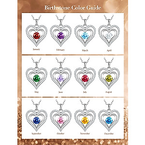 Jowaia Birthstone Necklace for Women Trendy, 925 Sterling Silver Forever Love Heart Necklace Choker, 18K White Gold Plated Simple Shiny Birthstone Jewelry Gift Necklaces for Wife Mom Girlfriend,
