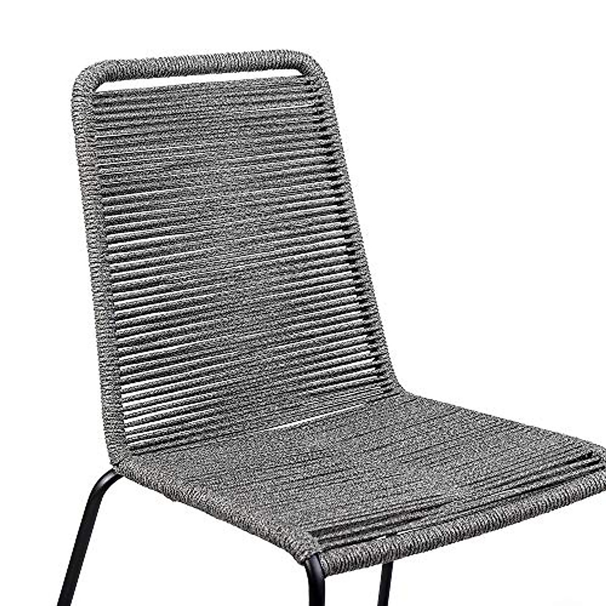 ARMEN LIVING LCSHSICH Shasta Outdoor Metal and Rope Stackable Dining Chair-Set of 2, Gray