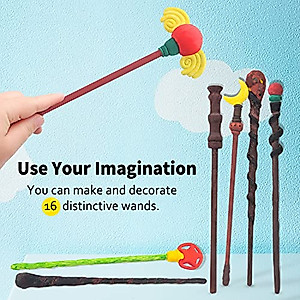 YoHold Magic Wizard Wand Making Kit DIY Craft Set with Wizard Glasses, Lightning Bolt Scar Temporary Tattoo for School Party Supplies,Magic Theme Birthday Party,Halloween Décor