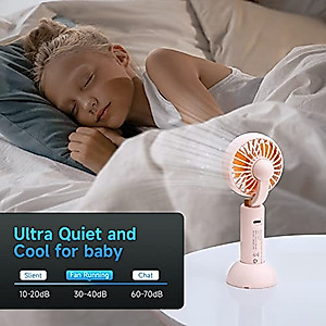 iDEART Portable Handheld Fan, Battery Operated Rechargeable Personal Fan, 3 Speed Personal Desk Table Fan with Base, for Outdoor Activities, Summer Gift for Men Women