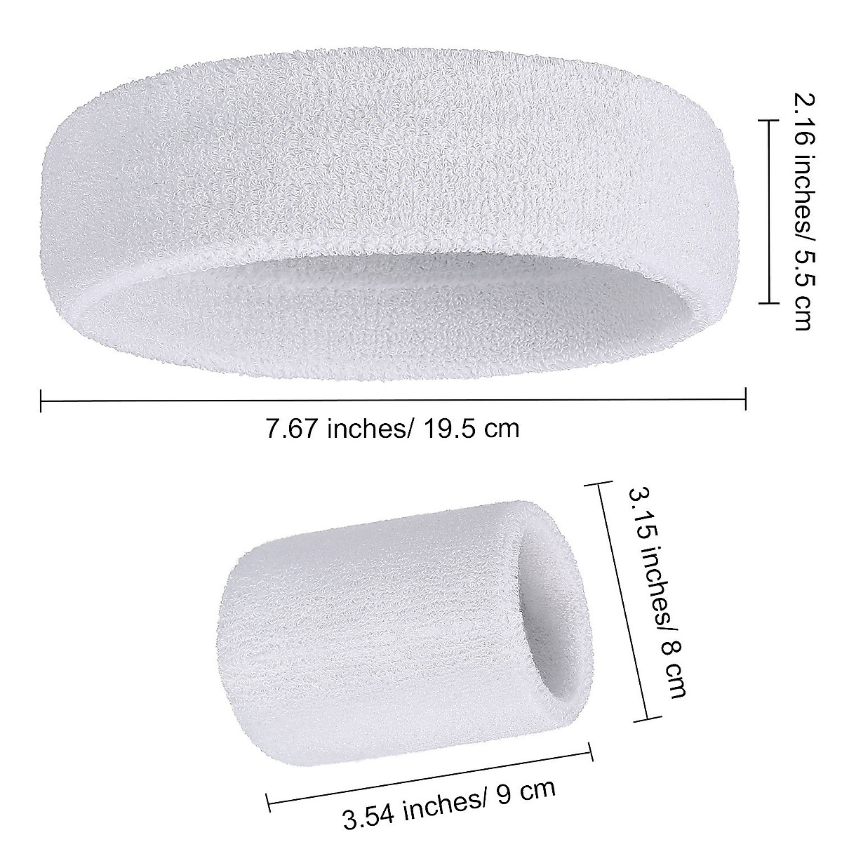 WILLBOND 3 Pcs Sweatbands Set 80s Neon Sports Headband Tennis Striped Sweat Band Paris Sports Competitions Sports Games for Men Women Kids Party Supplies(White,Solid Style)