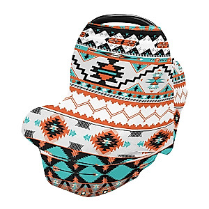 Ethnic Geometric Chevron Aztec Nursing Cover Breastfeeding Scarf, Stretchy Infant Carseat Canopy Multi-use Stroller Cover Car Seat Cover for Baby Girl Boy