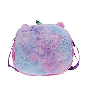 Little Girls Kids Toddler Unicorn Fuzzy Plush Crossbody Purse Rainbow Faux Fur Wallet Handbag