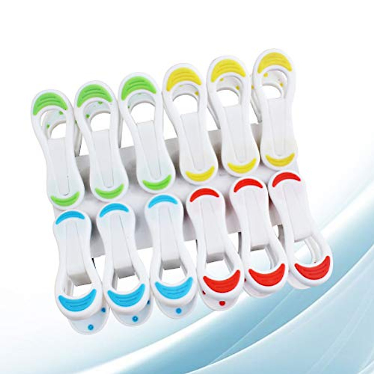 DOITOOL Clothespins, 12pcs Windproof Plastic Clothespins Anti- Slip Clothes Pins Laundry Clips for Socks Blanket Underwear (Mixed Colors)