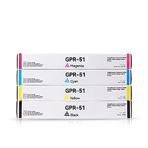 GPR-51 GPR51 Toner Cartridge Remanufactured 8516B003 8517B003 8518B003 8519B003 Replacement for Canon ImageRunner Advance C250if C255if C350if C350p C355if (Black Cyan Magenta Yellow,4Pack)