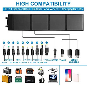 Intenergy 100W Portable Solar Panel Monocrystalline Foldable Folding Charger with Dual USB QC3.0 21.98V DC Outputs Compatible with Jackery/Anker/Bluetti/Flashfish Power Stations for Camping RV Hiking