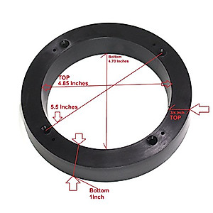 2 Pack Black Plastic 1" Depth Ring Adapter Spacer for 5.25"- 6" Car Speaker USA