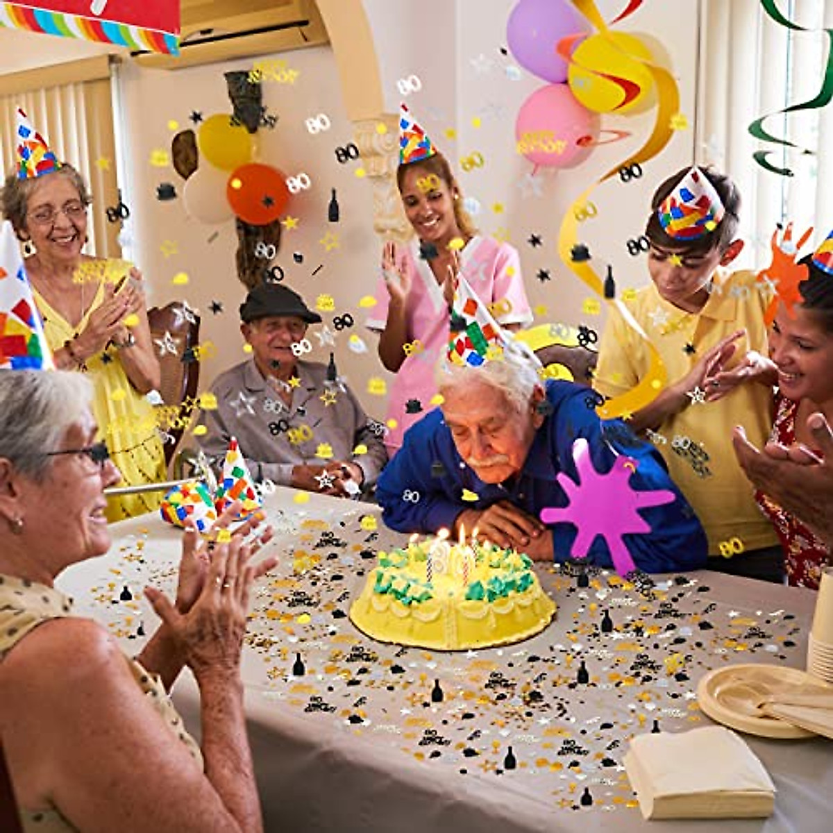 3000 Pieces Table Confetti Happy Birthday Confetti Table Confetti Birthday Cake Confetti Foil Metallic Sequins Confetti for Table Cake Party Decoration Anniversary DIY Craft Supplies (80th)