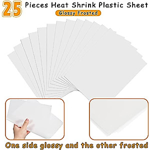 OFNMY 125 Pieces Heat Shrink Plastic Sheet Kit with 25 PCS Shrinky Art Paper and 100 PCS Keychains for Kids Creative Craft Marking, Homemade Shrinky Dinks, Handprint Keychains for Christmas