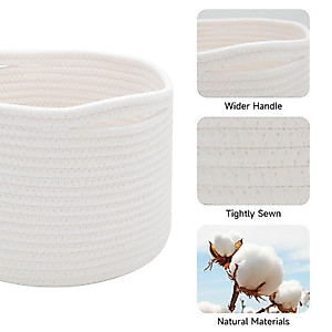 MiniArk Small Storage Basket for Organizing | Cube Shelf Closet Storage Baskets | 9.7×9.7×7.1” Cute Baby Basket for Nursery | Woven Rope Basket Bins | Gift Basket Easter | Round 3 Packs Off White