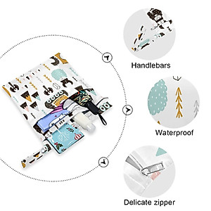 Kigai Viking Boat Wet Dry Bags for Baby Cloth Diapers Waterproof Reusable Wet Bags with 2 Zippered Pockets for Travel Beach Pool Stroller Gym Swimsuits Wet Clothes (2 Pack)