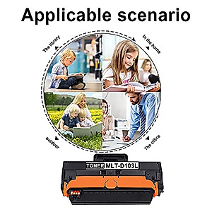 MLT-D103L D103S Toner Cartridge (Black,2 Pack) Replacement for ML-2951ND 2951D 2950ND 2955ND 2955DW SCX-4728FD 4729FW 4729FD Toner Printer