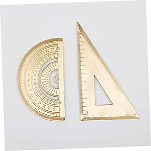 Ciieeo Triangle Ruler Triangular Ruler Stainless Steel Ruler Nordic Style Ruler Metal Protractor Plastic Ruler Clear Math Ruler Triangle Metric Ruler School Supplies with Hole Stationery