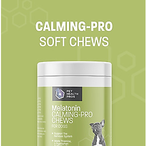 Pet Health Pros Melatonin Calming-Pro Dog Calming Chews for Dogs - Made with Chamomile, Ginger and Melatonin - Dog Calming Chews for Dogs Anxiety and Stress - Storms, Fireworks and Travel - 60 ct