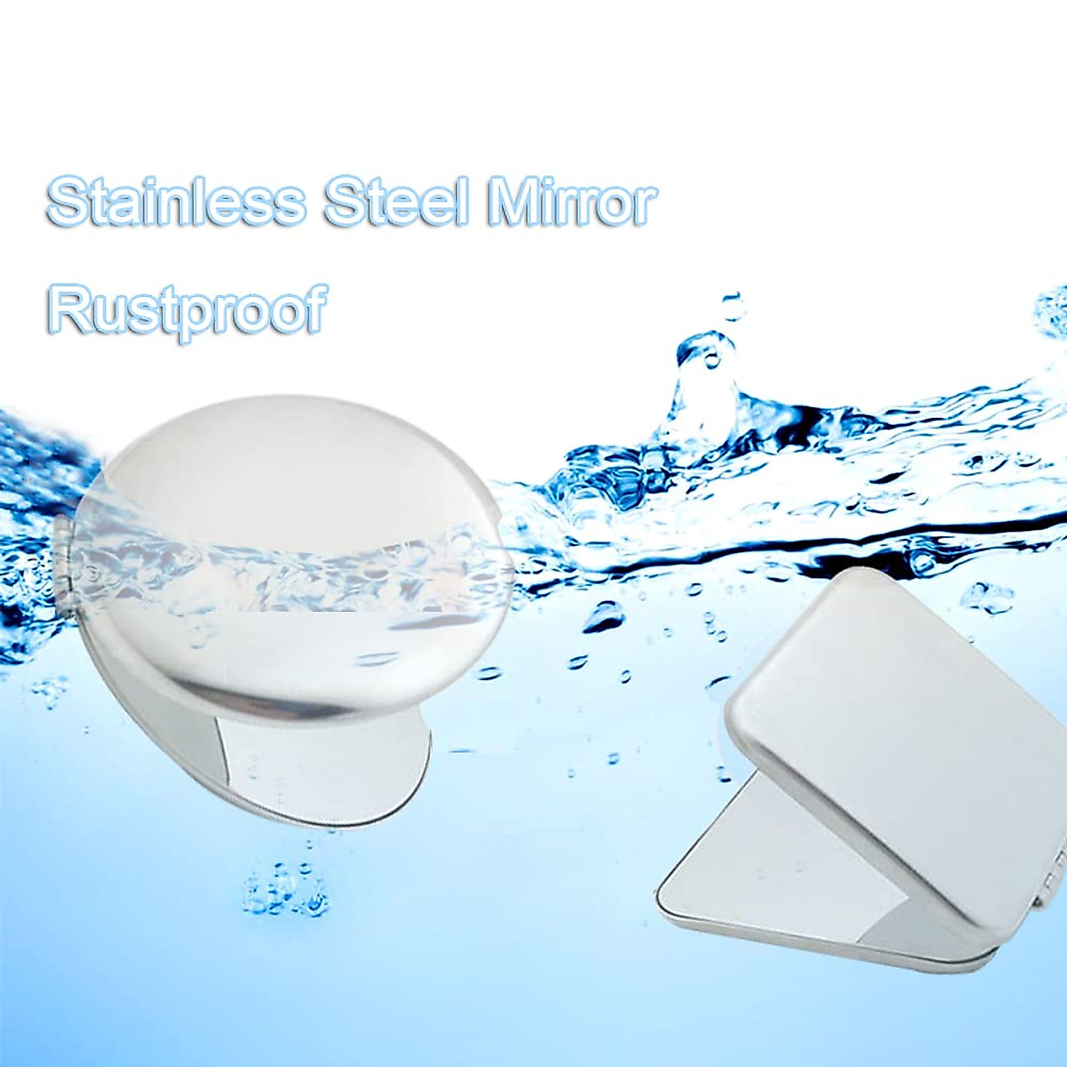 Shatterproof Stainless Steel Ultra Slim Folding Portable Mirror Makeup Unbreakable Camping Mirror For Personal Use,Travelling, Emergency Signaling (Round:6.5 * 6.5CM)