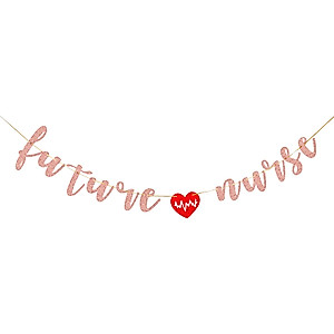Talorine Glitter Future Nurse Banner for Nurse RN Grad - Finally Done College Graduation Party Bunting Decorations Supplies Rose Gold