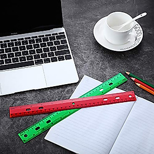 Chuangdi 20 Pieces 12 Inch Plastic Rulers, Straight Ruler Office Rulers School Rulers (4 Colors)