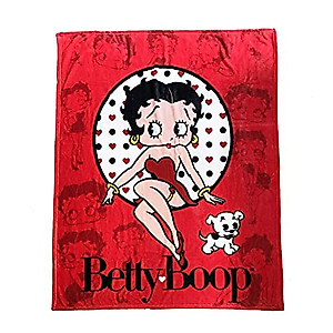Midsouth Products Betty Boop Throw Blanket 50''x60'' - Red with Silhouettes, Pink, King (BB6402)