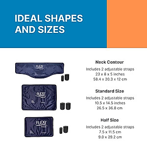 FlexiKold Reusable Gel Ice Pack with Straps – Cold Compress Pack for Injuries – Flexible Medical Ice Wrap for Back, Shoulders, Legs, Knees, Sciatica, Muscle Pain – Half Size