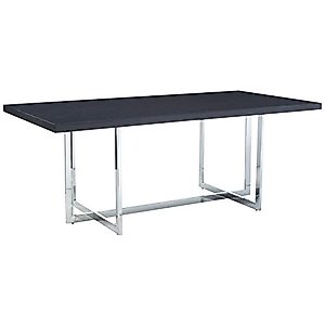 Meridian Furniture 738-T Elle Collection Modern | Contemporary Wood Veneer Top Dining Table with Durable Stainless Steel Base, 78" W x 39" D x 30" H