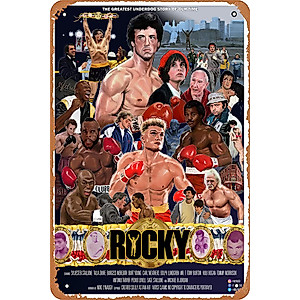 Rocky Balboa Movie Series Vintage Retro Tin Sign,Movie Poster Art Classic Film Television Posters Man Cave Wall Art Decor Gift Women Men 8x12inch Metal Tin Sign.