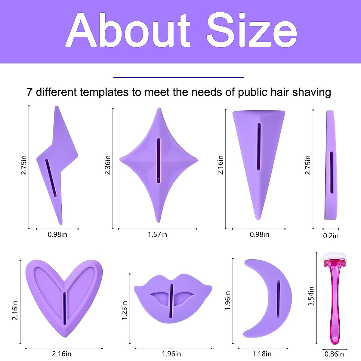 Wusteg 9Pcs Pubic Hair Shaving Stencil with Bikini Trimmer Shaver, Hair Remover Grooming Kit 7 Reusable Sexy & Charming Pubes Styling Shaver Model, Intimate Hygiene Goods for Women