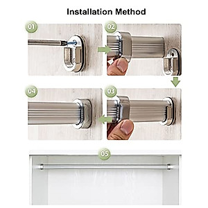 Wardrobe Rod Metal Hanging Pole, Bedroom Closet Garment Bar with Screws Kit, 40/50 / 60/70 / 80/100 / 120/150 cm Long (Color : Black, Size : 120cm/47.2 in)