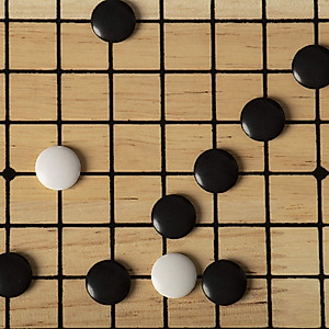 Go Set with Natural Wood Board | Portable 29 x 29cm (11.4" x 11.4") Set | Complete Set of 361 Stones | 19x19 Grid Layout, Portable Size for Travel | 2-Player - Classic Chinese Strategy Board Game