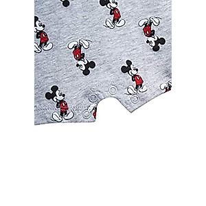 Disney Baby Boys Romper - 2 Pack Short Sleeve Baby Jumpsuit with Snap Closure - Cozy Baby Bodysuit for Boys (Newborn/Infant), Size 18M, Mickey Black/White/Grey Multi