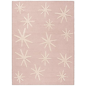 SAFAVIEH Kids Collection 8' x 10' Pink / Ivory SFK908P Handmade Starbursts Wool Area Rug